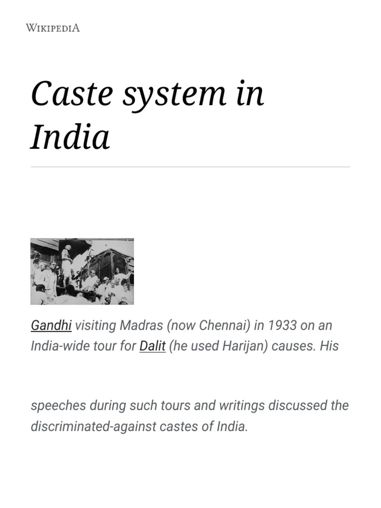 Caste System in India - Wikipedia | PDF | Indian Religions | Sikhism