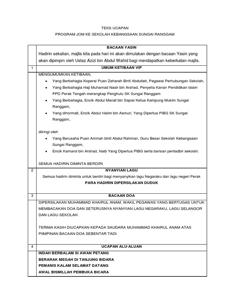 Teks Ucapan Program Jom Ke Sekolah Dan 3S | PDF | Agama & Spiritualitas