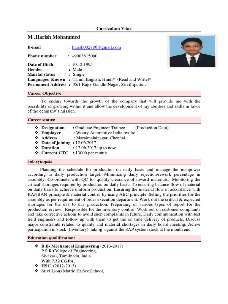 Harish Updated CV | PDF | Engineering | Business