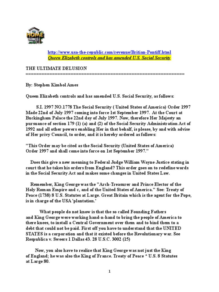Queen Elizabeth Controls and Has Amended U.S. Social Security - 07-22 ...
