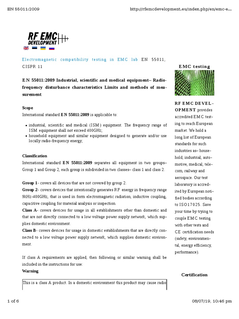 Cispr 11 Pdf Amplifier Electromagnetic Compatibility