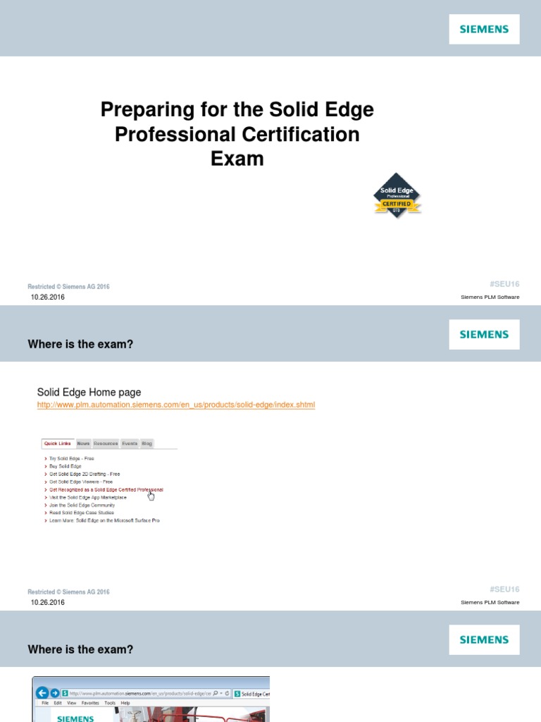 Preparing For The Solid Edge Professional Certification Exam | PDF ...