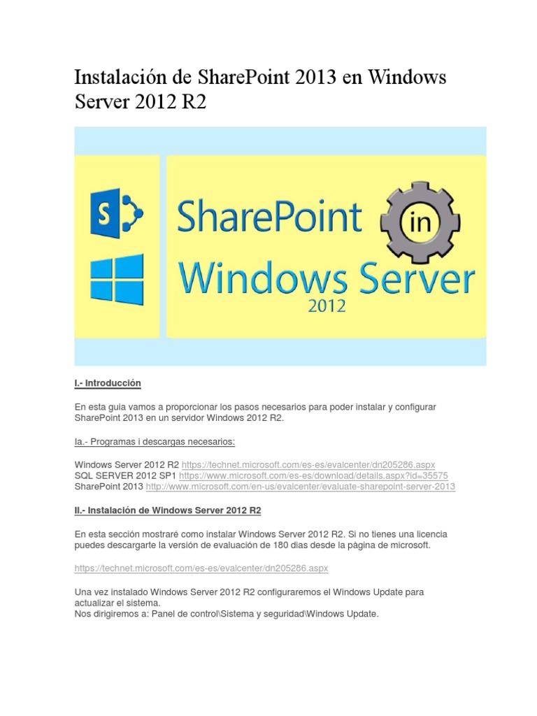 Instalación de SharePoint 2013 en Windows Server 2012 R2 | PDF ...