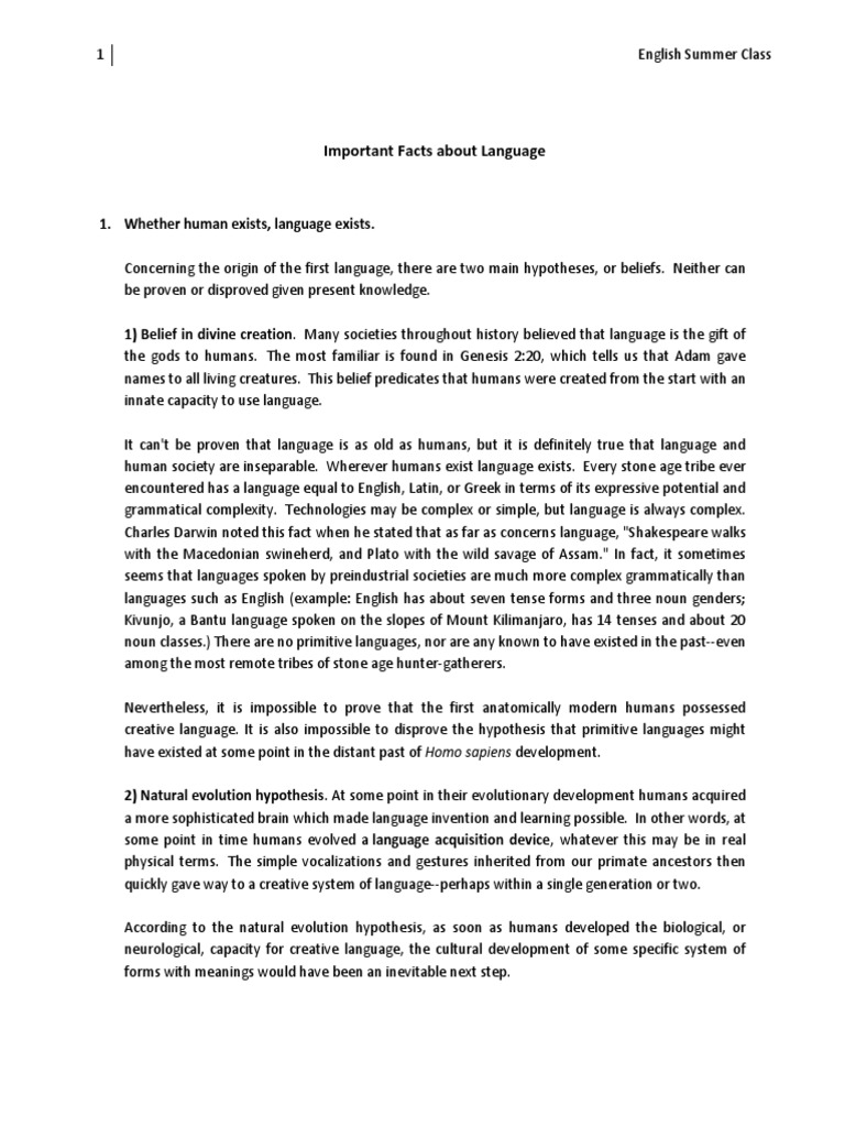 The Origins and Nature of Human Language: Exploring Theories on the ...