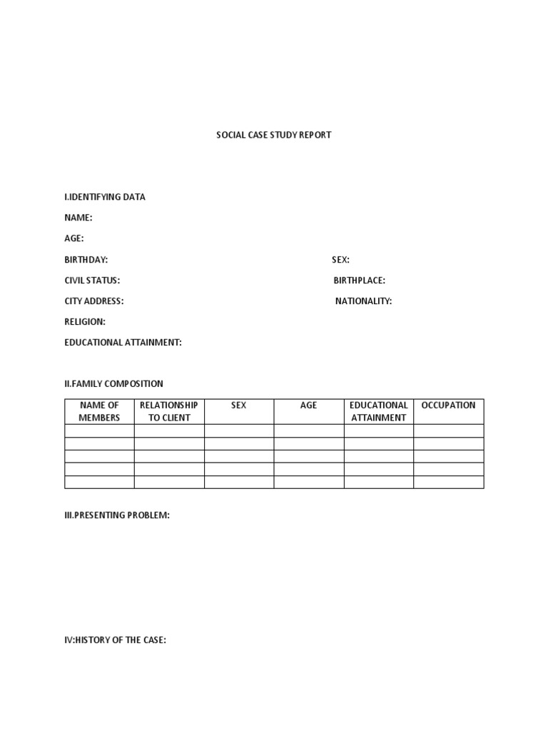 Social Case Study Report Template | PDF