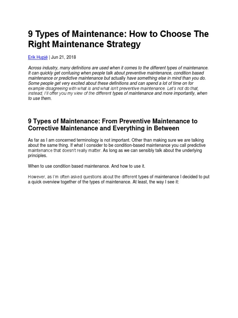 9 Types of Maintenance - How To Choose The Right Maintenance Strategy ...