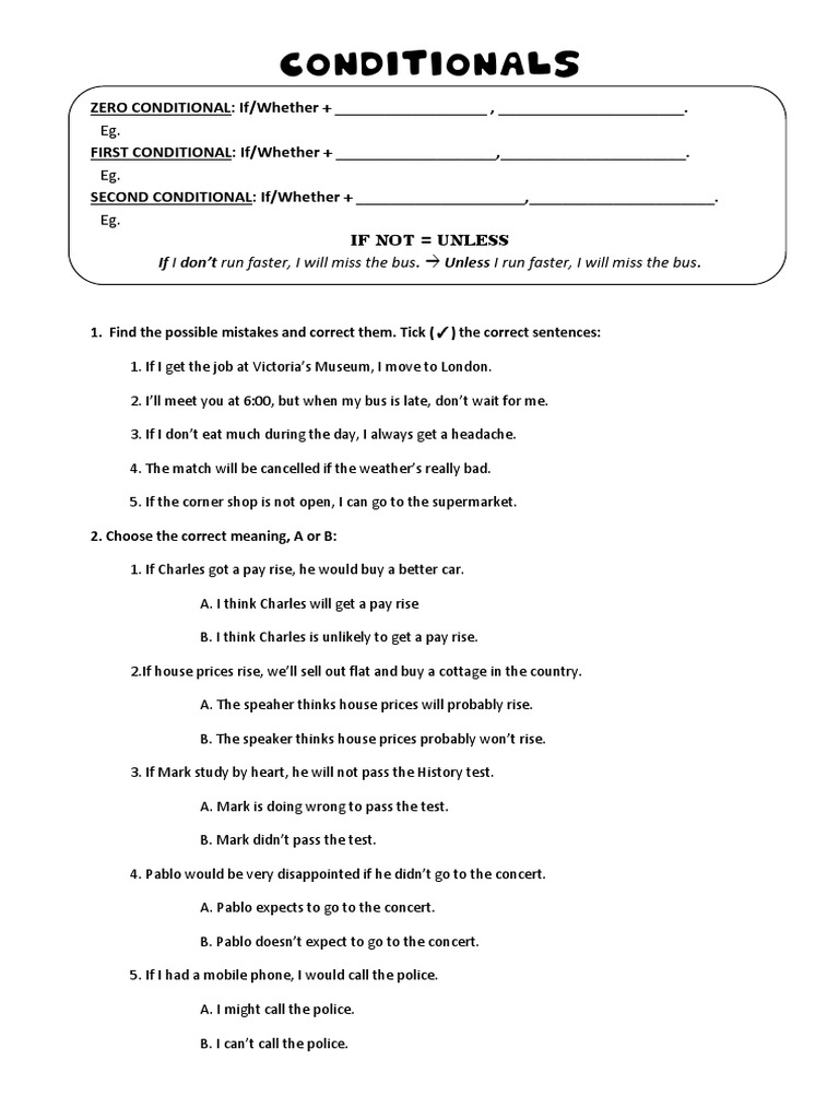 Conditionals (0, 1, 2) PDF | PDF