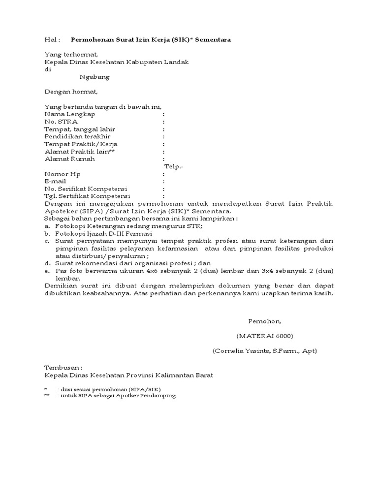 Surat Permohonan Sipa | PDF | Hukum