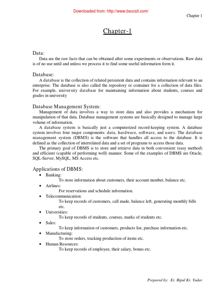 DBMS Complete Note PDF | Download Free PDF | Databases | Data Model