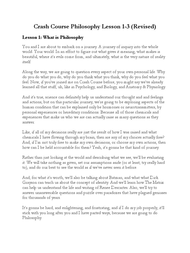 Crash Course Philosophy Lesson 1-3 (Revised) | PDF | Argument ...