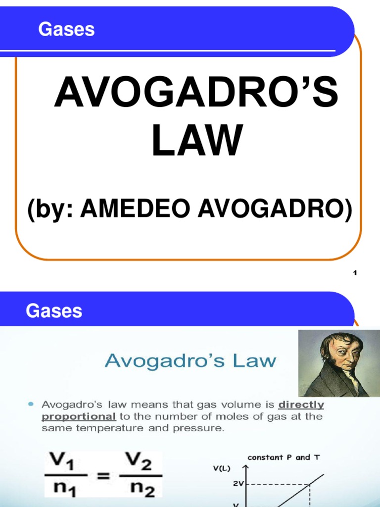 Avogadro's Law Explained: Gas Volume & Moles | PDF