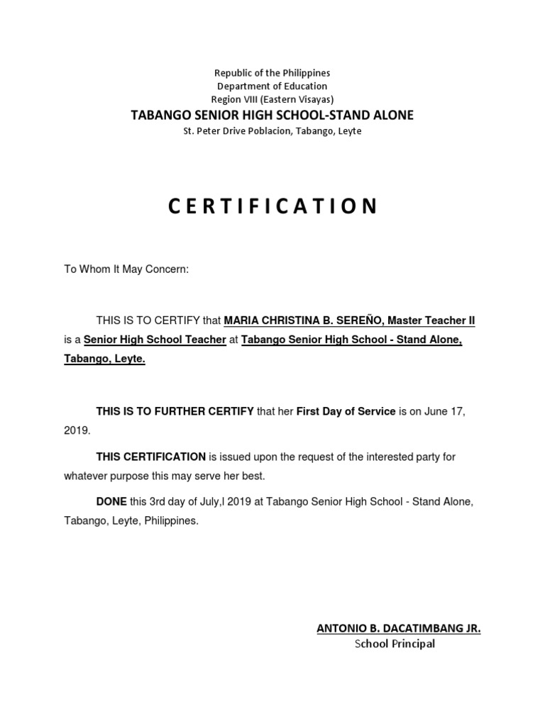 First Day of Service | PDF