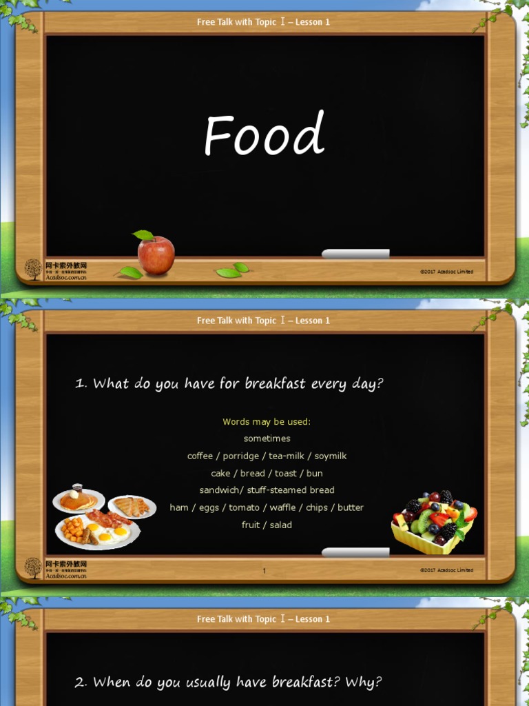 International Online Teaching Lesson | PDF | Meal | Foods