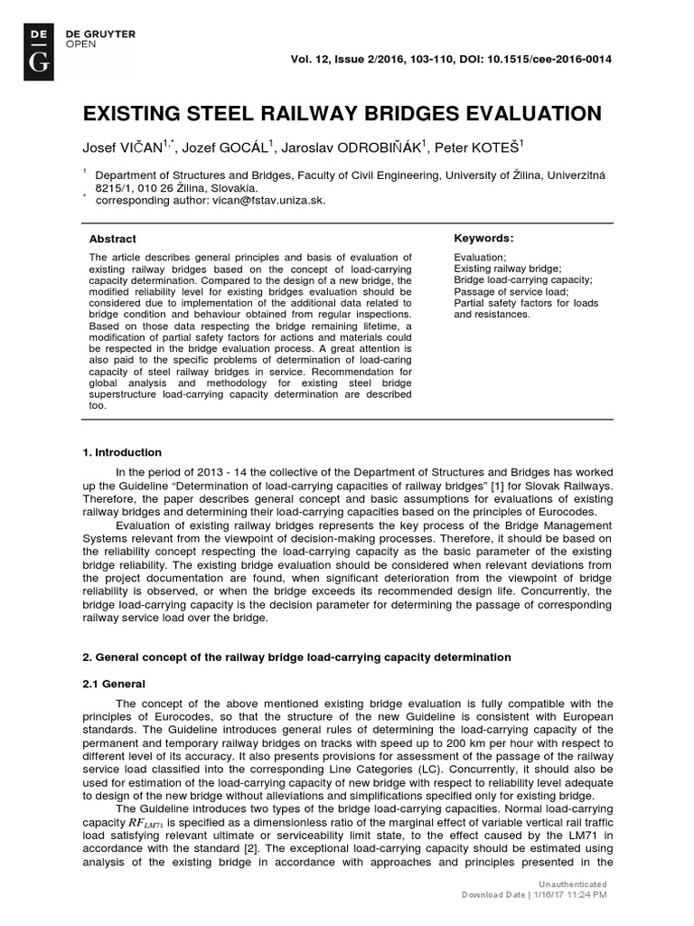 Existing Steel Railway Bridges Evaluation PDF | PDF | Buckling ...