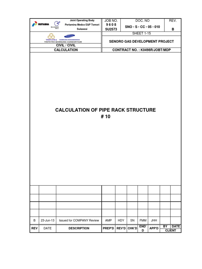 Client Calculation of Pipe Rack Structur PDF | PDF | Beam (Structure ...