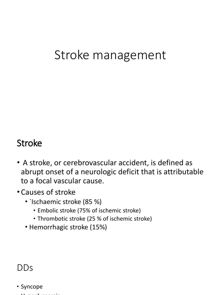 Stroke Management | PDF | Embolism | Stroke