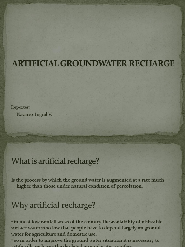 Artificial Groundwater Recharge Methods | PDF | Aquifer | Groundwater