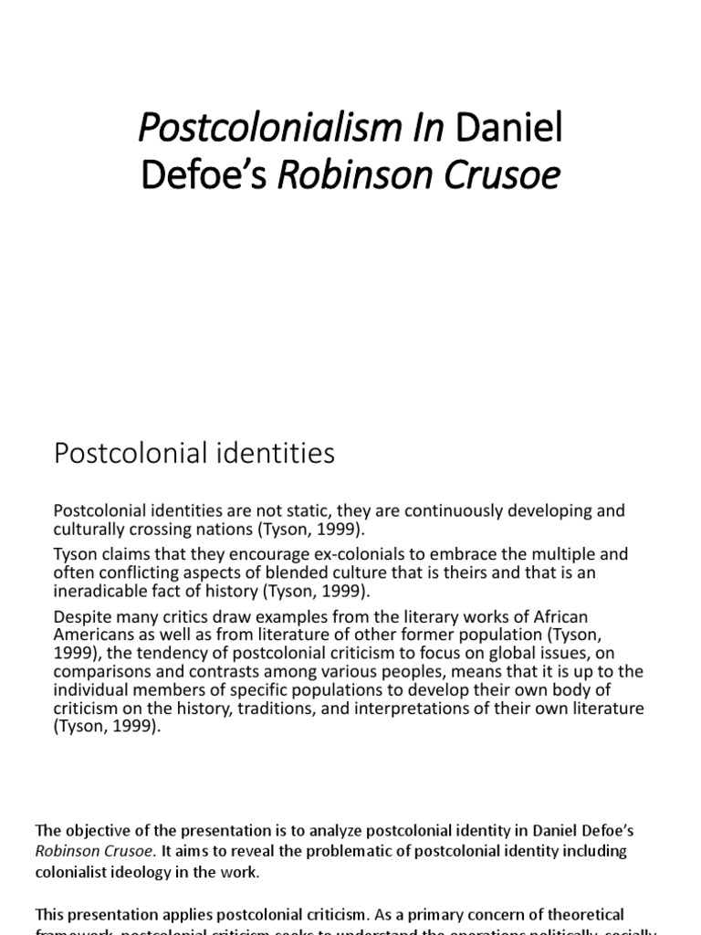 Postcolonialism in Daniel Defoe's Robinson Crusoe | PDF ...