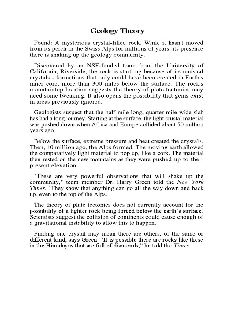 Geology Theory: Times. "They Show That Anything Can Go All The Way Down ...