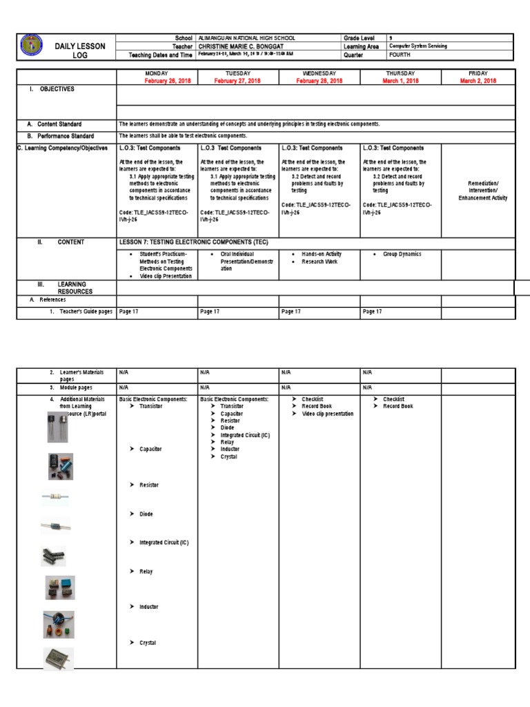 DLL Computer System Servicing Grade9 Quarter4 LO3-3.1, 3.2 (Palawan ...