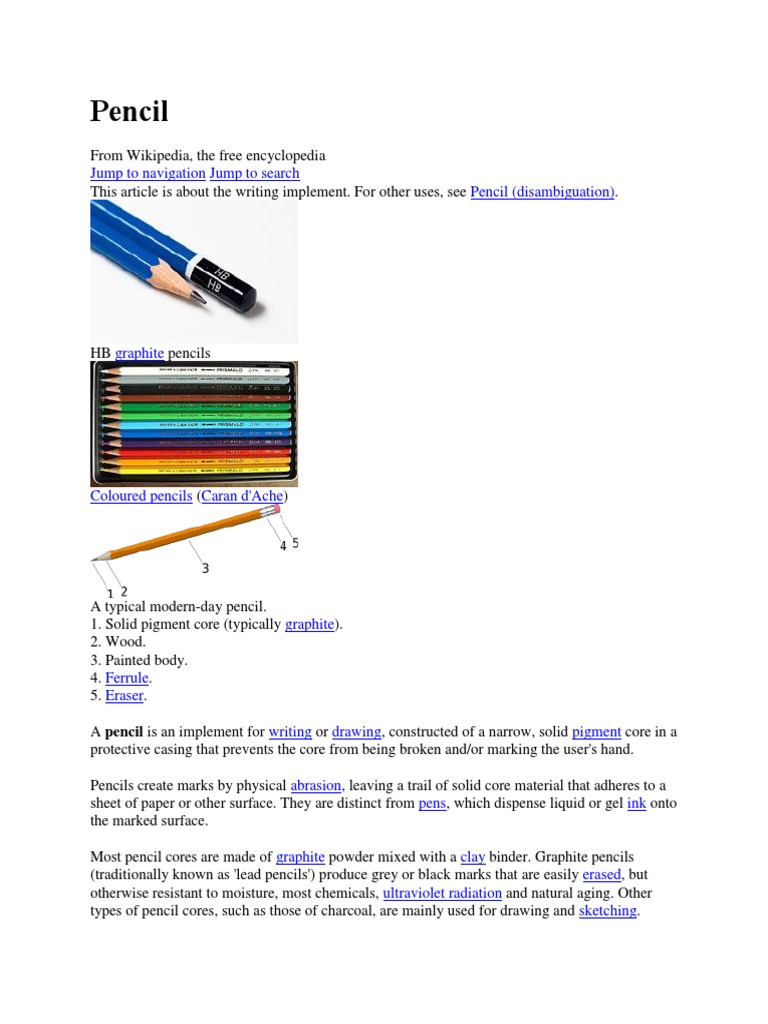 Pencil: Jump To Navigation Jump To Search Pencil (Disambiguation) | PDF ...