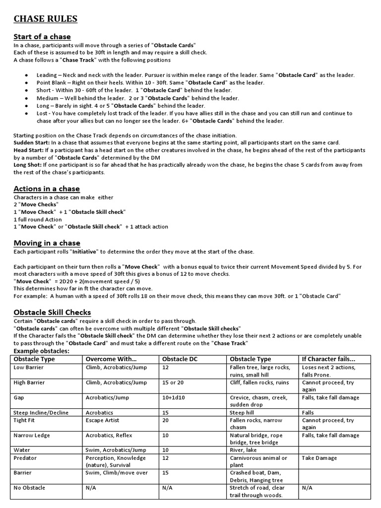 Chase Rules | PDF | Leisure | Nature