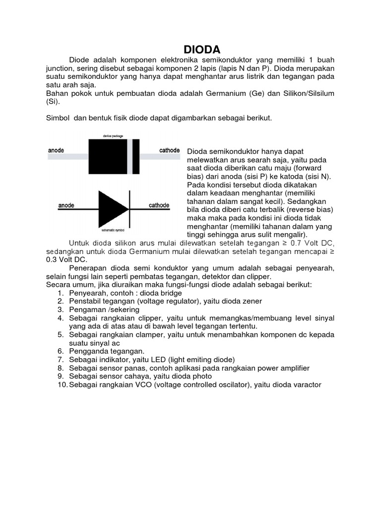 Jenis dan Fungsi Dioda dalam Elektronika | PDF