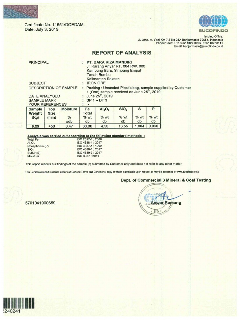 Iron Ore Analysis Report | PDF