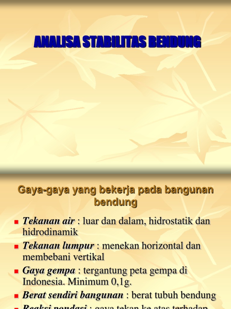 Analisa Stabilitas Bendung | PDF