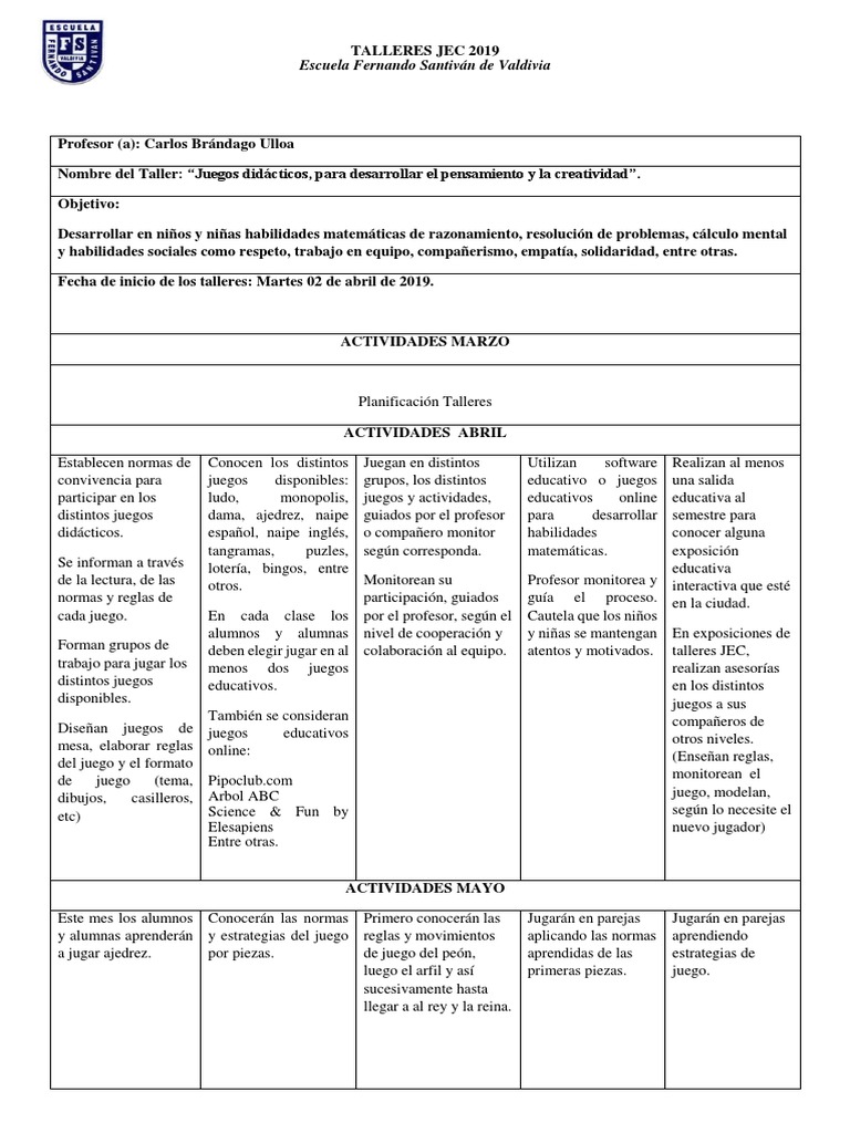 Taller Jec Carlos Brandago | PDF | Maestros | Ajedrez