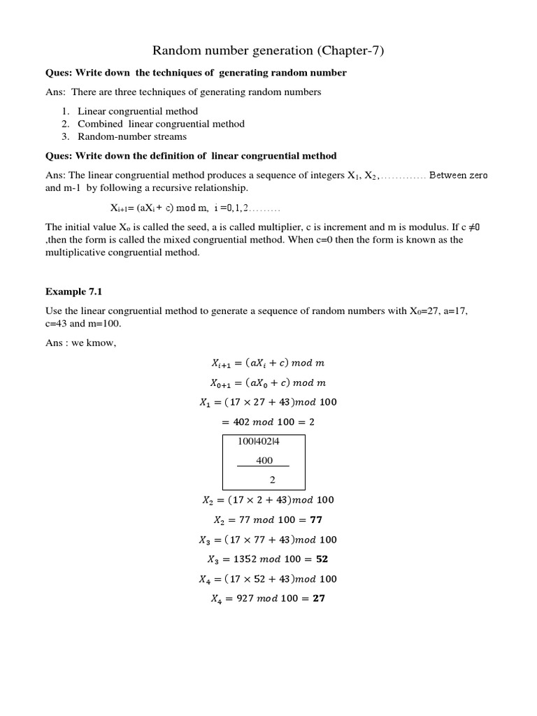 Random Number Generation Chapter 7 Pdf Number Theory Algorithms And Data Structures