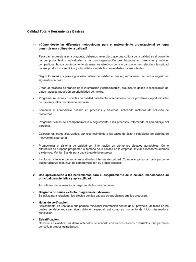 Calidad Total y Herramientas Básicas | PDF | Histograma | Calidad (comercial)