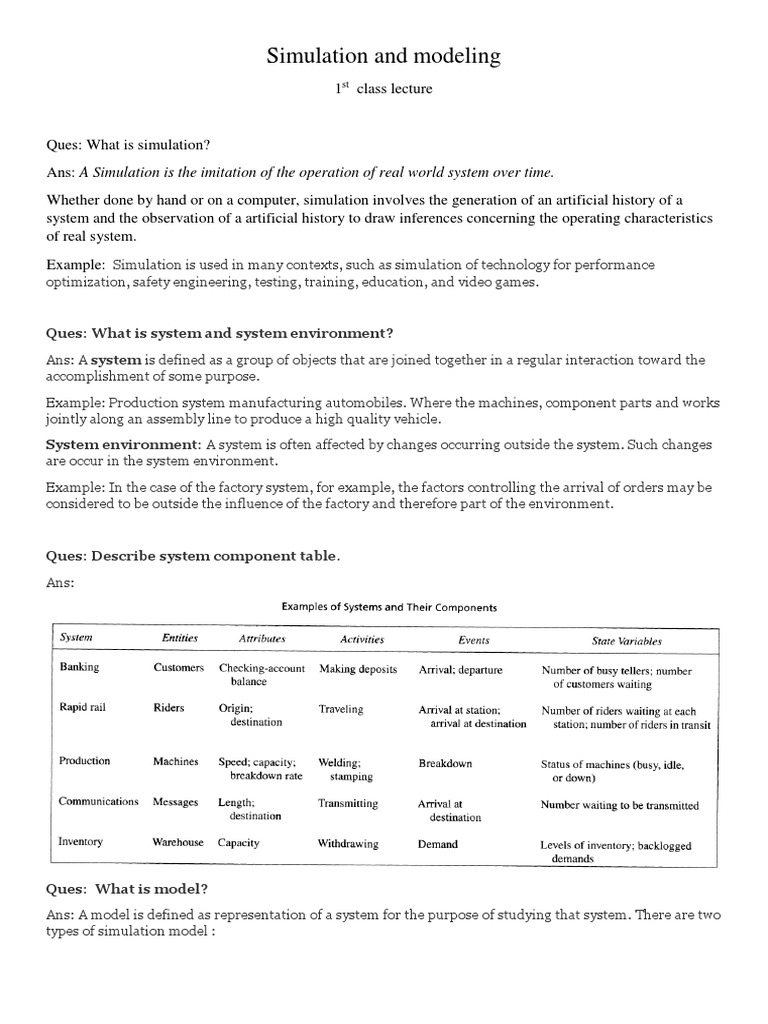 Simulation Ist Class Lecture | PDF | Computer Simulation | Simulation