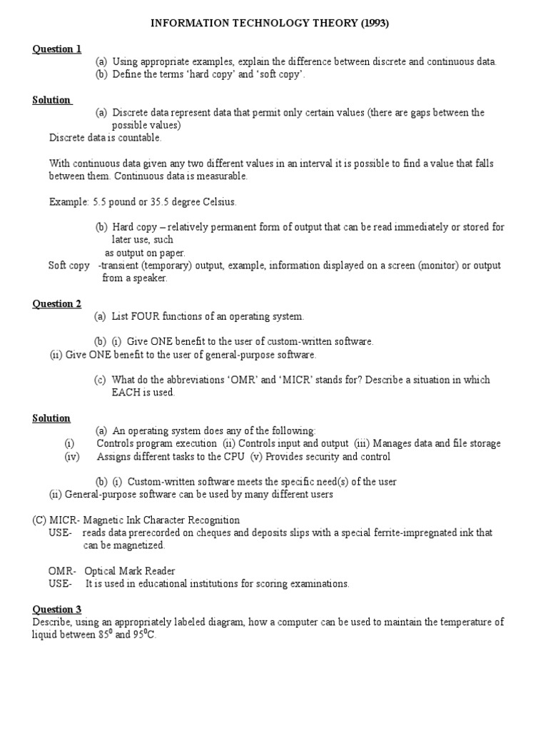 CSEC Info Tech 1993-2003 Solutions | PDF | Computer Program | Programming