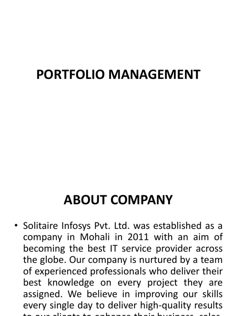 Portfolio Management | PDF | Asset Allocation | Diversification (Finance)