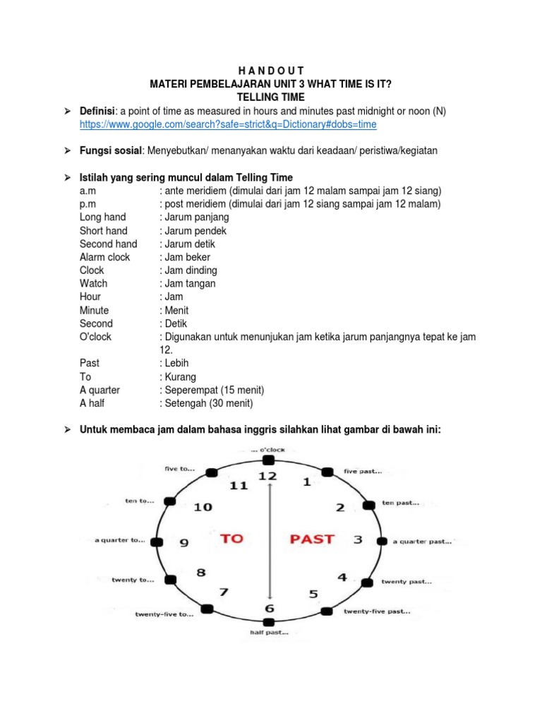 Panduan Telling Time dalam Bahasa Inggris | PDF | Karier & Perkembangan