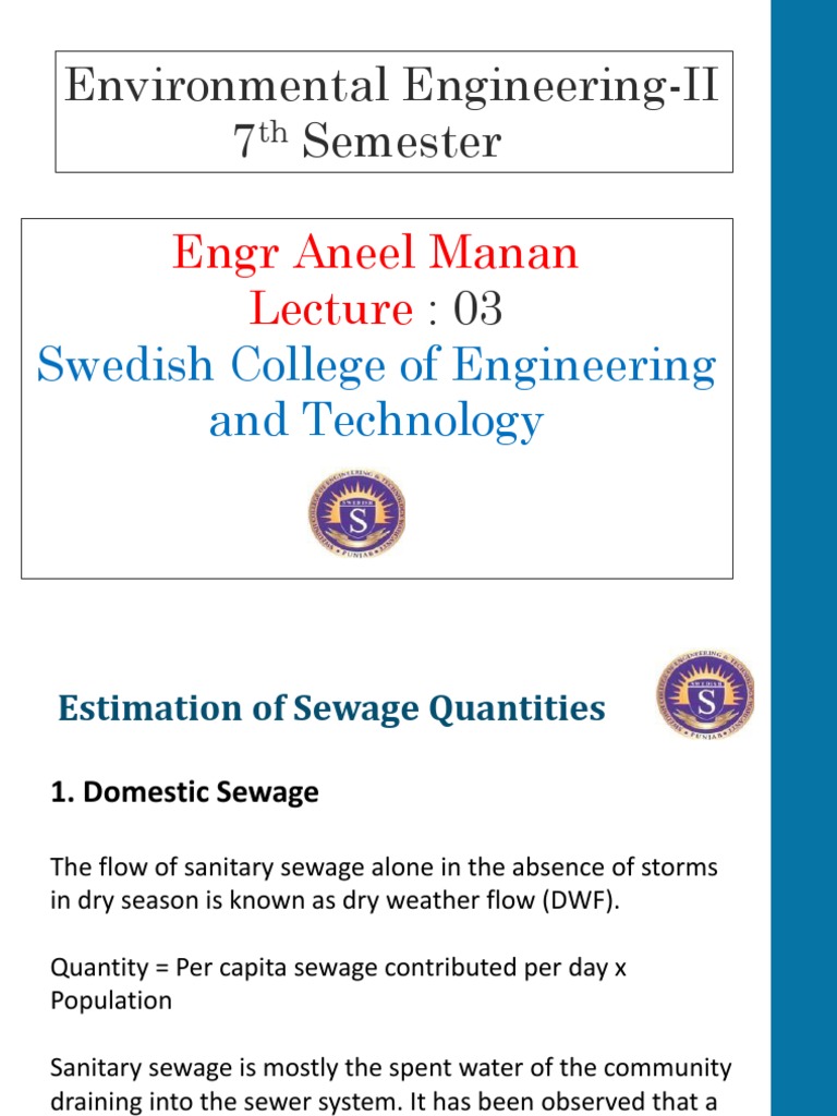 Lecture 3 | PDF | Sanitary Sewer | Sewage