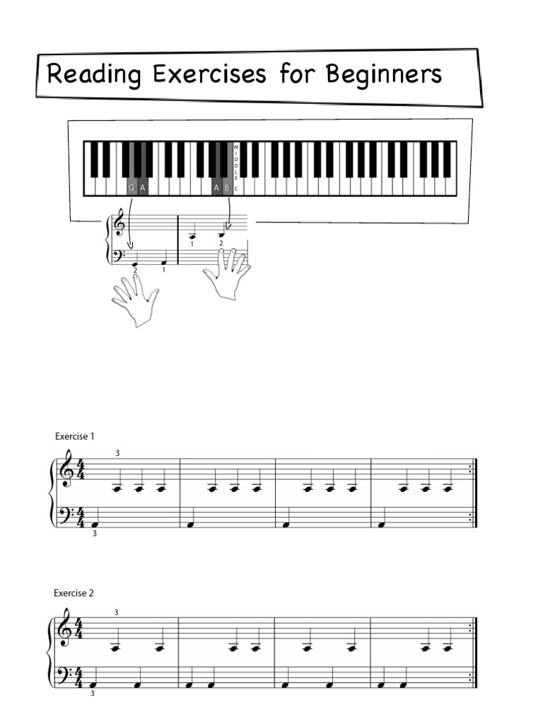 Absolute Begginer Sight Reading Exercises For Piano/Keyboard | PDF