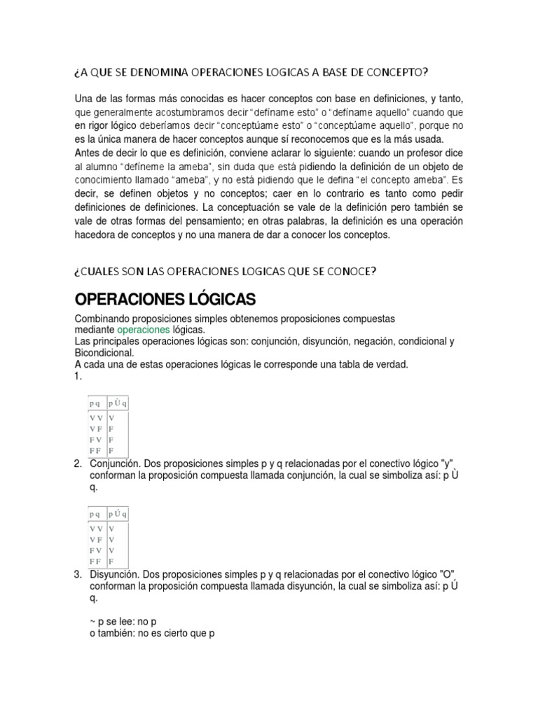 Operaciones Lógicas y Limitaciones | PDF | Lógica | Verdad