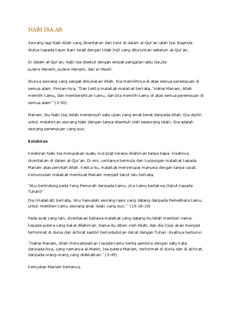 Nabi Isa As | PDF | Agama & Spiritualitas