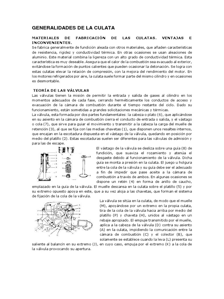 GENERALIDADES DE LA CULATA.docx | Aluminio | Ingeniería mecánica