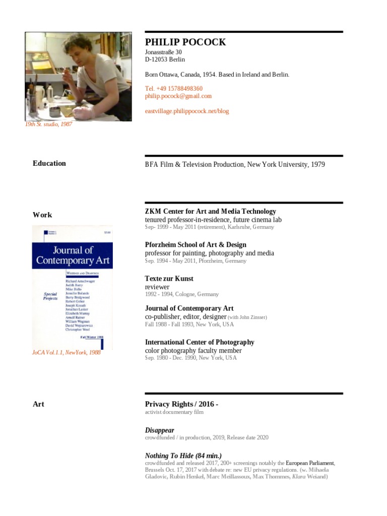 Philip Pocock: Artist & Educator Profile | PDF