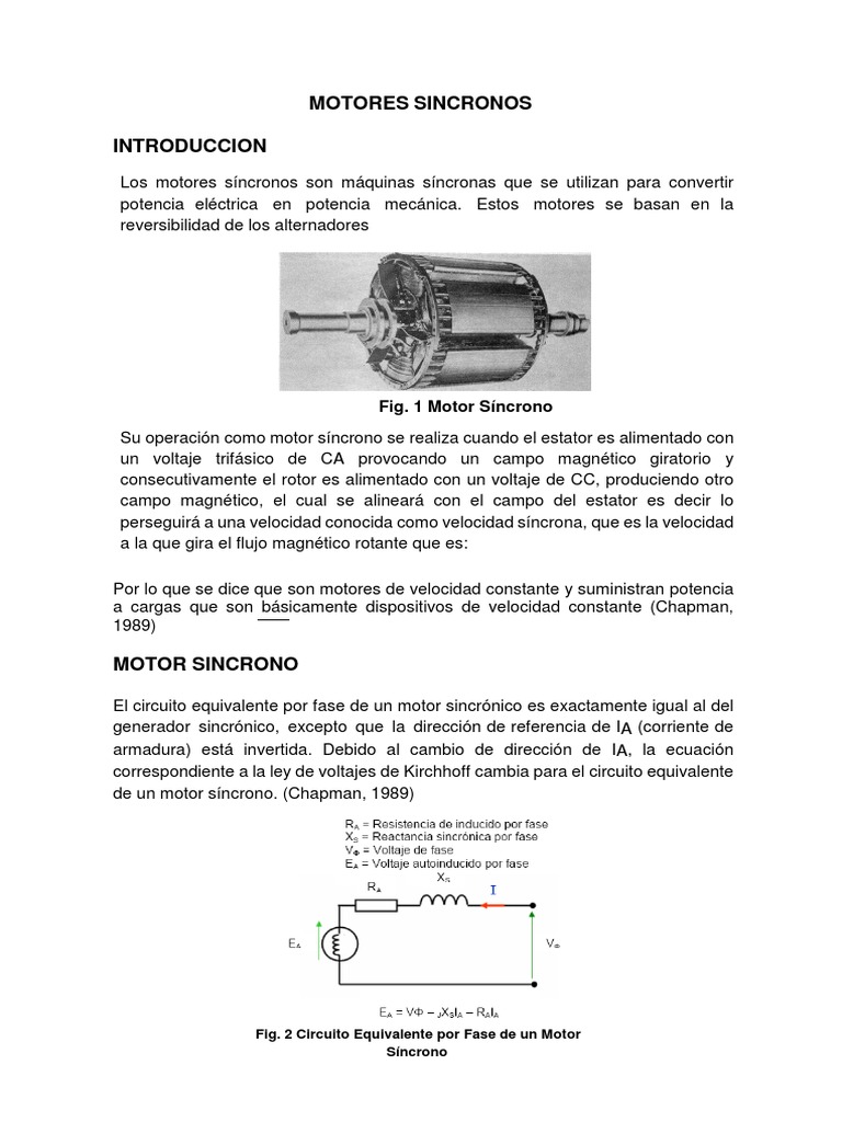 Motores Sincronos | PDF | Motor eléctrico | Energia electrica