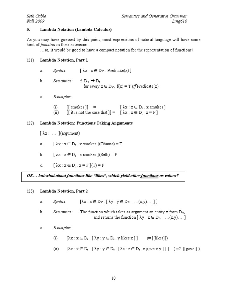 Cable 3.2 Lambda Notation | PDF | Predicate (Grammar) | Function ...