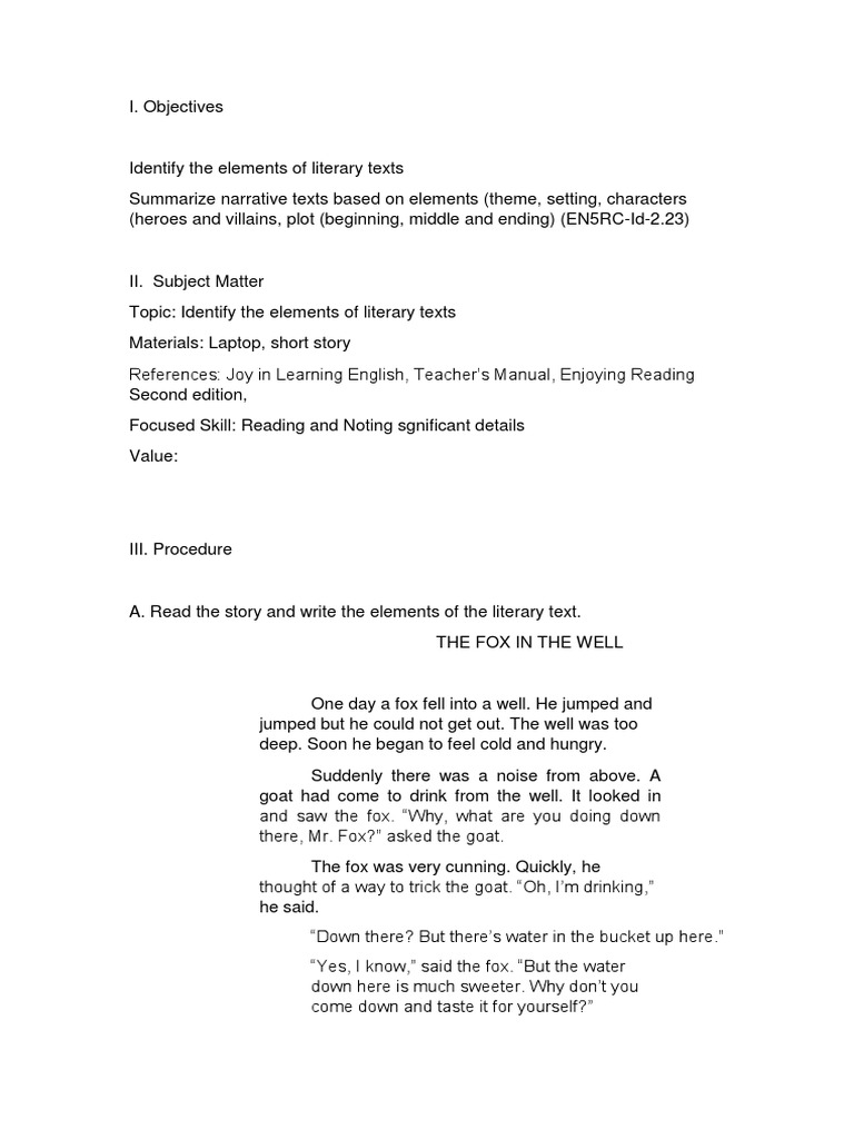 Elements of Literary Texts in English | PDF | Cognition | Learning