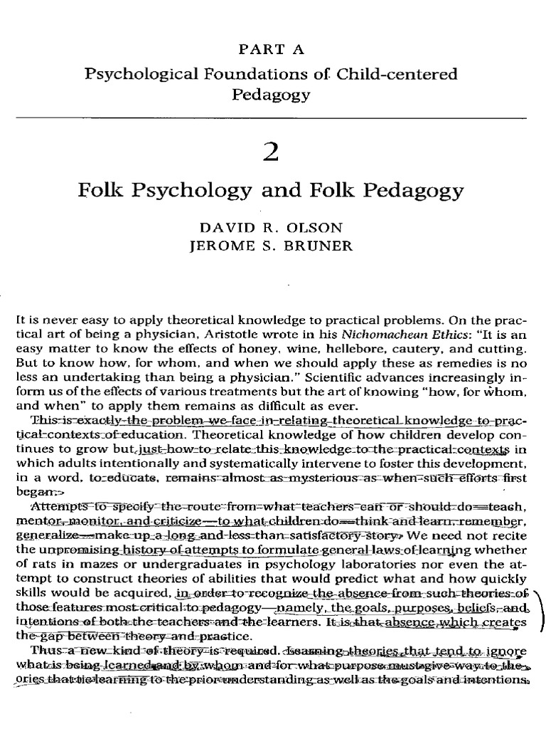 OLSON BRUNER 1996 Folk Psychology and Folk Pedagogy PDF | PDF