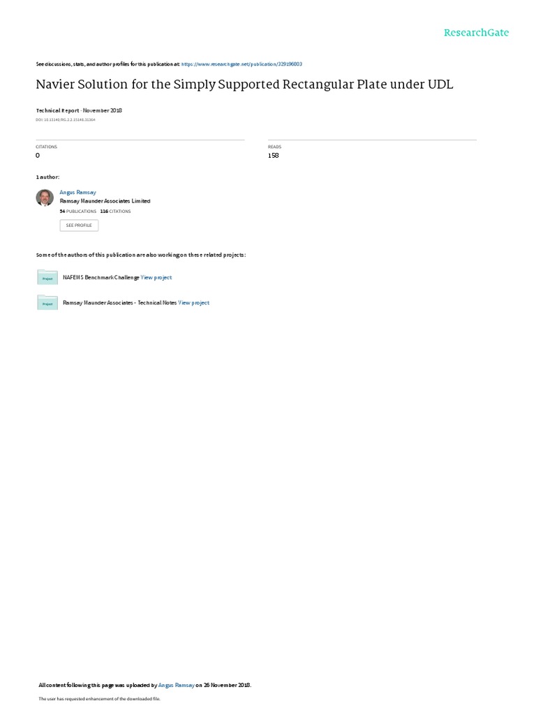 The Navier Solution For The Ssss Plate | PDF | Series (Mathematics) | Sine