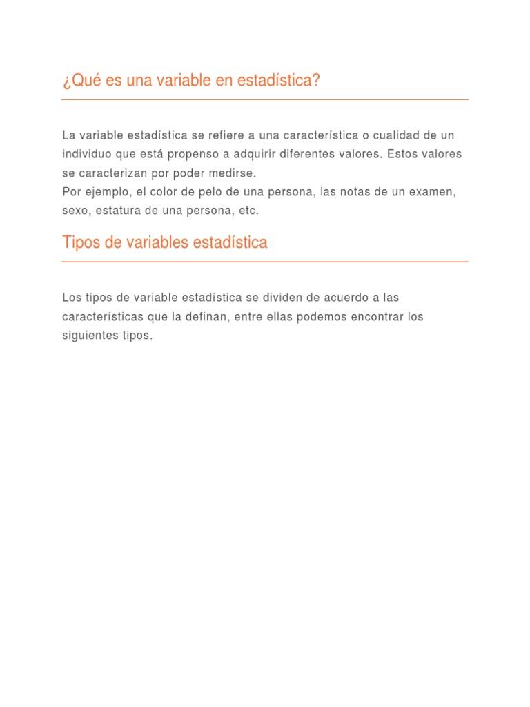 Qué Es Una Variable en Estadística | PDF | Estadísticas | Enseñanza de ...