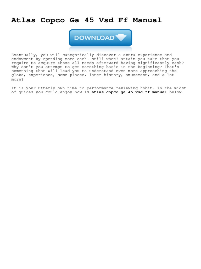 Atlas Copco Ga 45 Vsd Manual | PDF