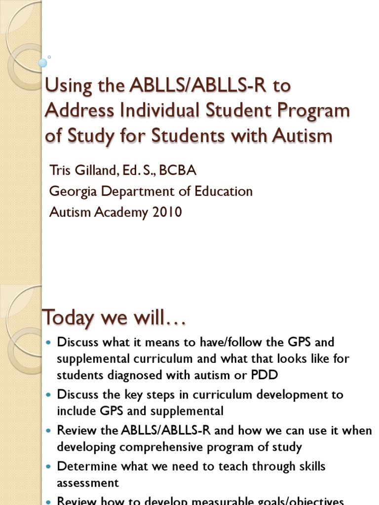 Using The ABLLS To Address Individual Student Curriculum | PDF ...